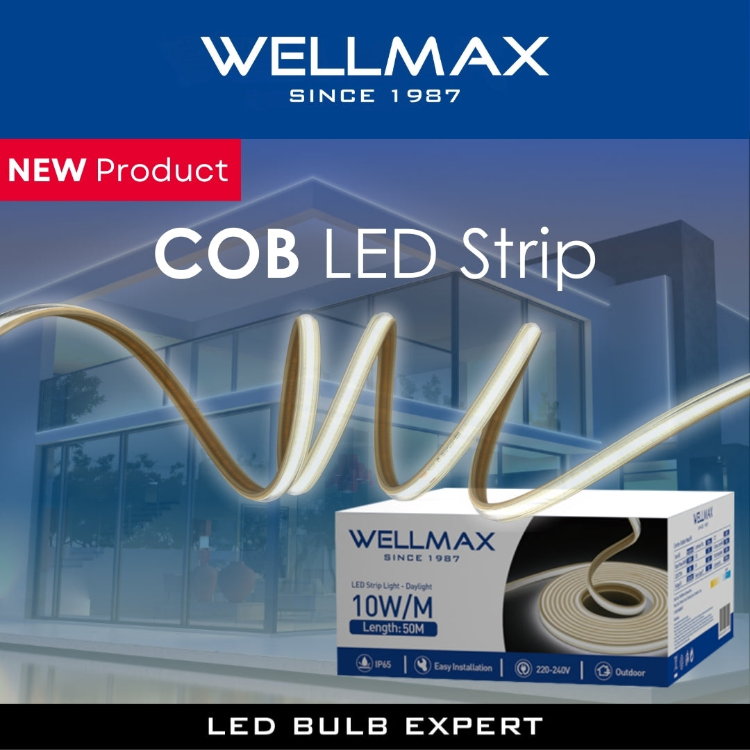 Wellmax COB LED Strip Light, 10 W/m, Waterproof, Warm White – Litey Store